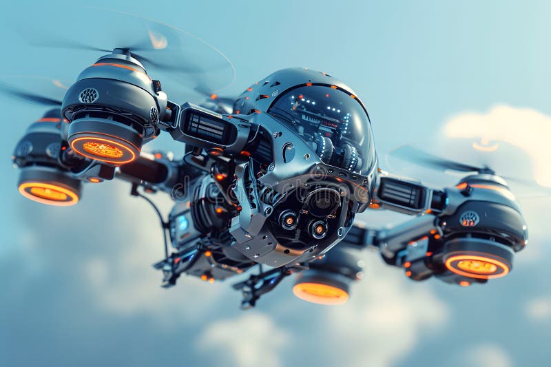 Technology, Low-angle View of a High-tech Drone in Flight Stock ...