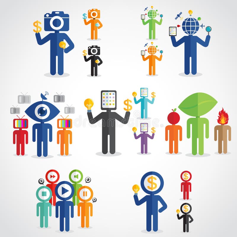 Technology man set stock vector. Illustration of bulb - 50683869