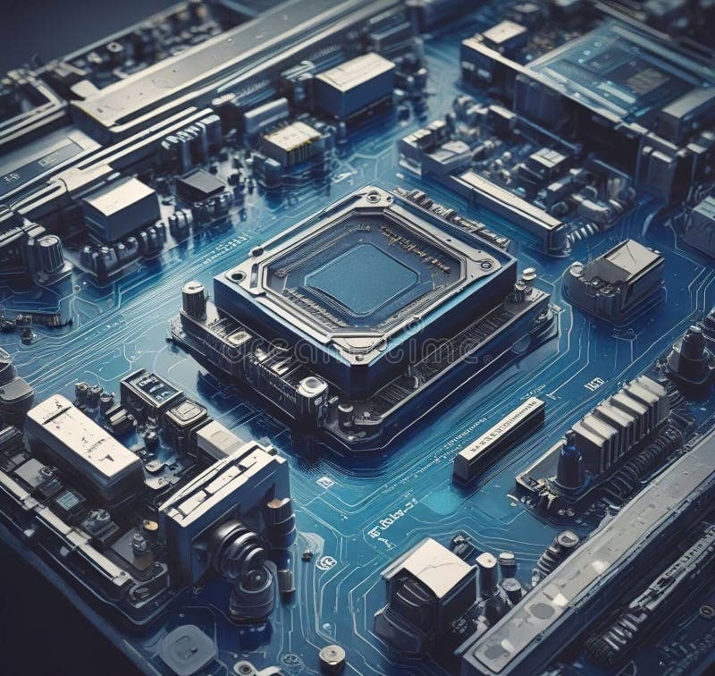 Technology Material with a Blue Circuit Board Stock Illustration ...