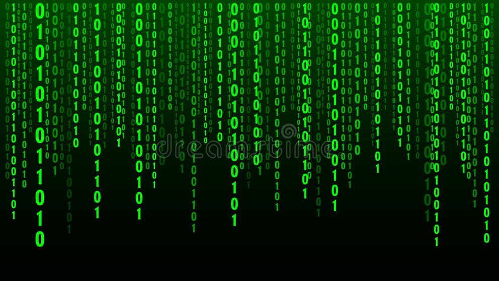 Technology Matrix Background. Cyber Security with Falling Numbers on Screen. Vector Binary Code ...