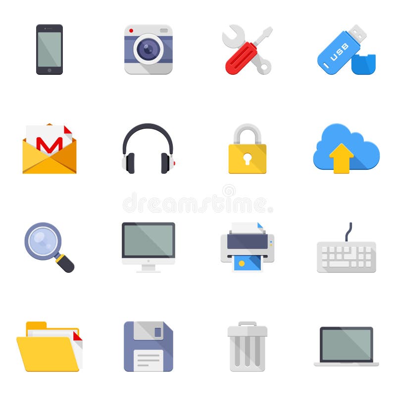Computer devices icons stock vector. Illustration of scanner - 8560335