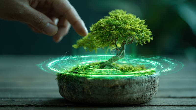 Technology Meets Nature with a Futuristic Spin on a Bonsai Tree Stock ...