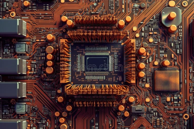 Technology Microchip and Circuit, Top View, Cpu, AI Generated Stock ...