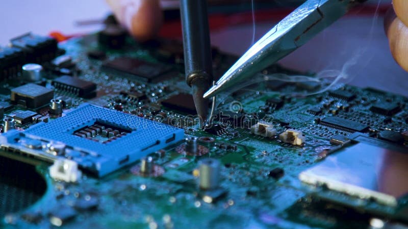 Technology Electronic Education Solder Motherboard Stock Video - Video ...