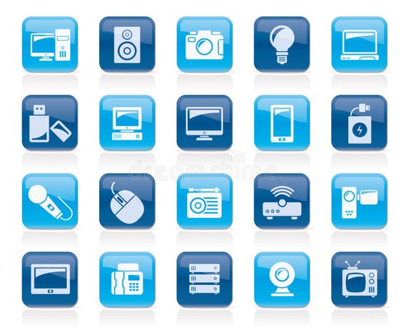 Technology and Multimedia Devices Icons Stock Vector - Illustration of ...