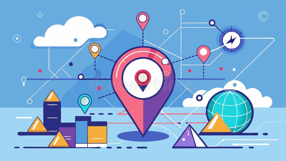 Technology Navigator Pin Checking in a Location on the Map Diagram ...