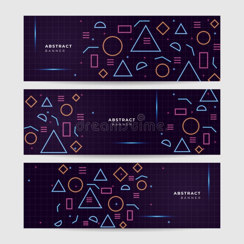 Technology Neon Abstract Vector Business Long Banner Template ...