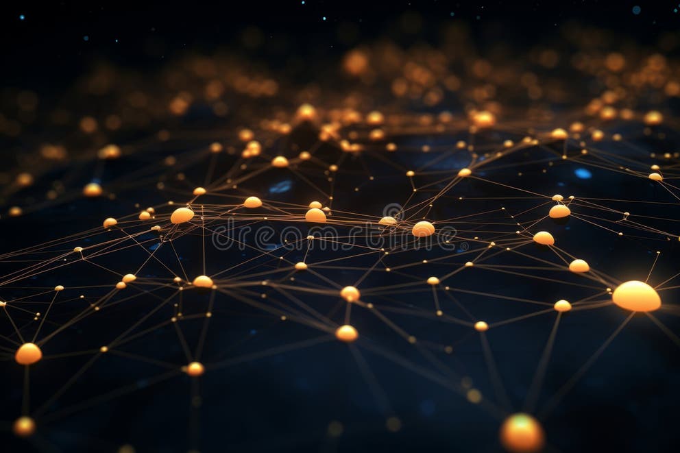 Technology Network Concept with Connected Dots Stock Illustration ...