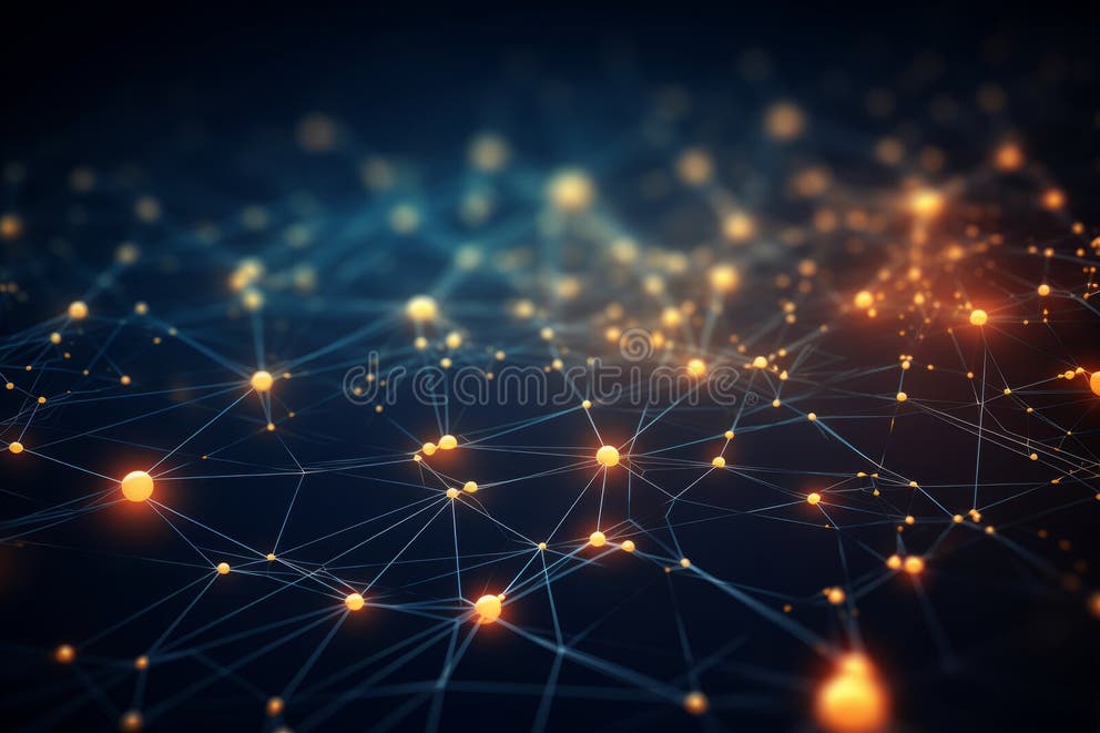 Technology Network Concept with Connected Dots Stock Illustration ...