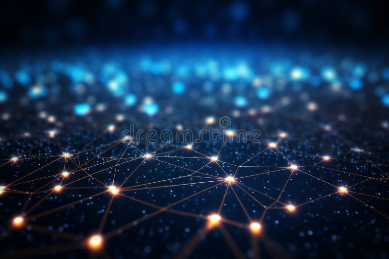Technology Network with Connected Lines and Dots Stock Illustration ...