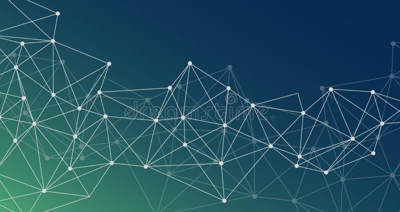 Technology Network with Connections on Blue Background Stock ...