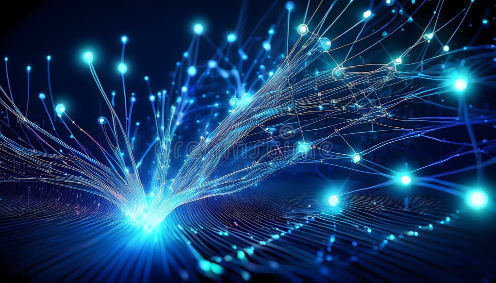 Technology Network Digital Data Flow Artificial Intelligence Data Processing Visualization ...