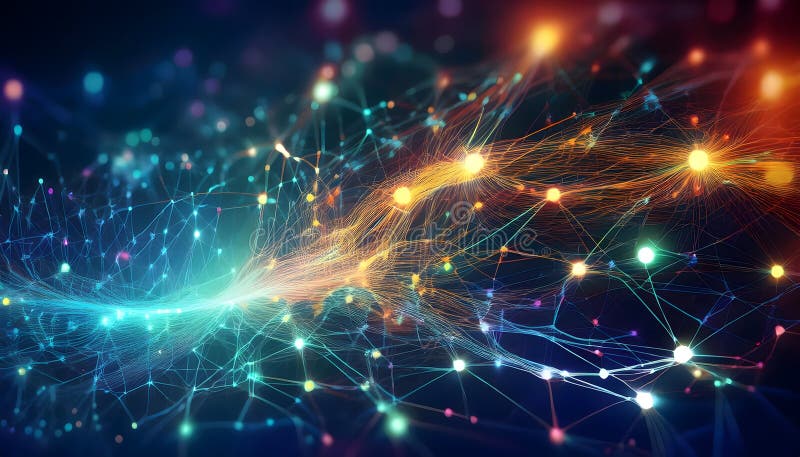 Technology Network Digital Data Flow Artificial Intelligence Data Processing Visualization ...