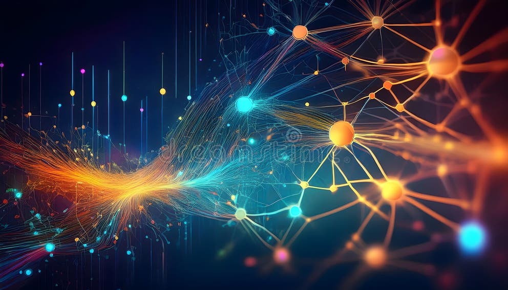 Technology Network Digital Data Flow Artificial Intelligence Data Processing Visualization ...