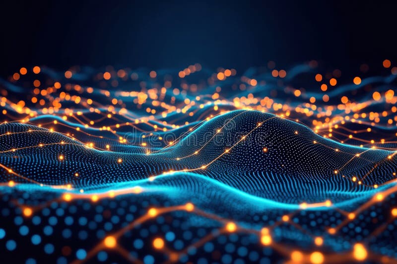 Technology Network with Digital Data Wave Background Stock Image - Image of blue, background ...