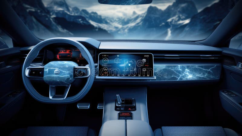 Technology on a New Car Dashboard Stock Illustration - Illustration of ...