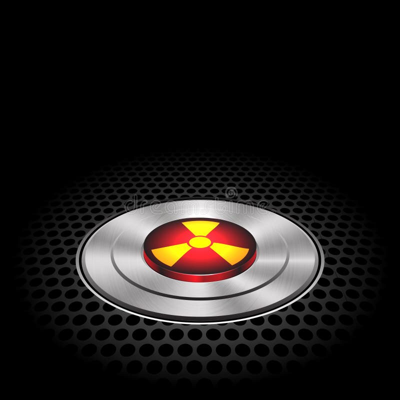 Technology Nuclear Button on Metal Dark Gray Mesh Pattern Design Icon ...