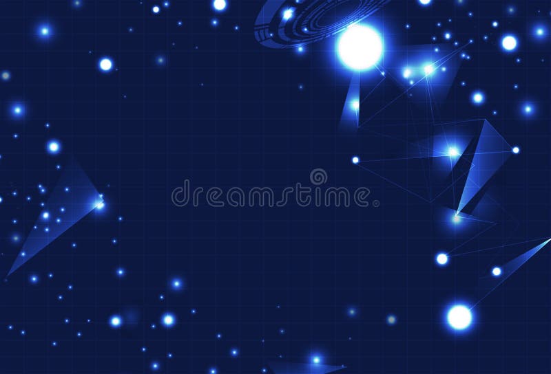 Technology, Particles Glowing with Triangles Futuristic Science Stock ...