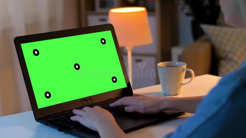 Hands Typing on Laptop with Green Screen at Home Stock Video - Video of ...