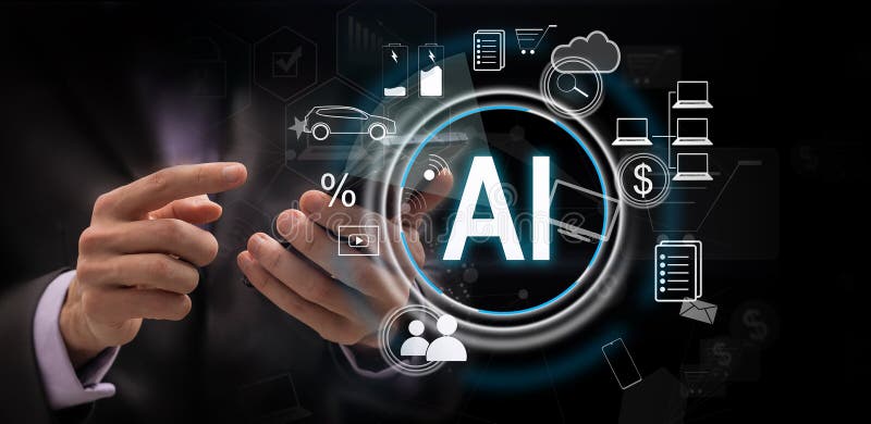 Technology and People Concept Man Use AI To Help Work, AI Learning and ...