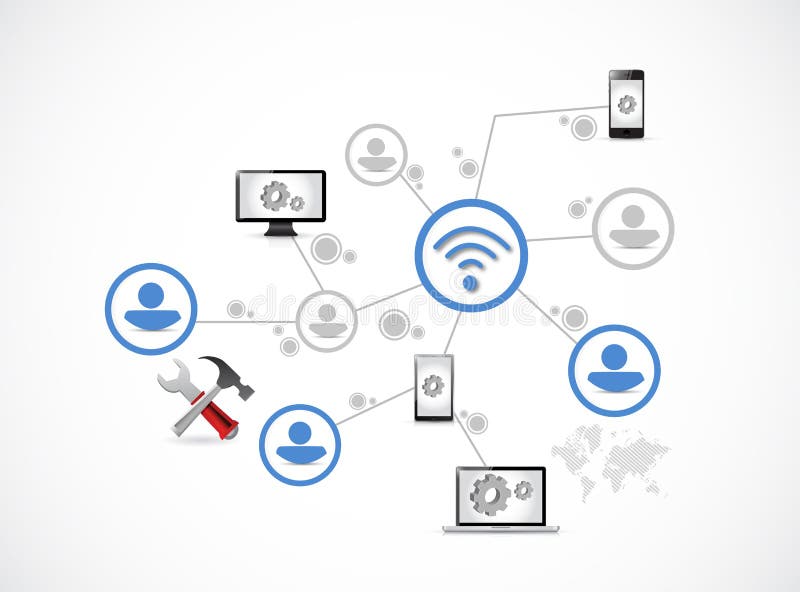 People Technology Network Diagram Stock Illustration - Illustration of ...