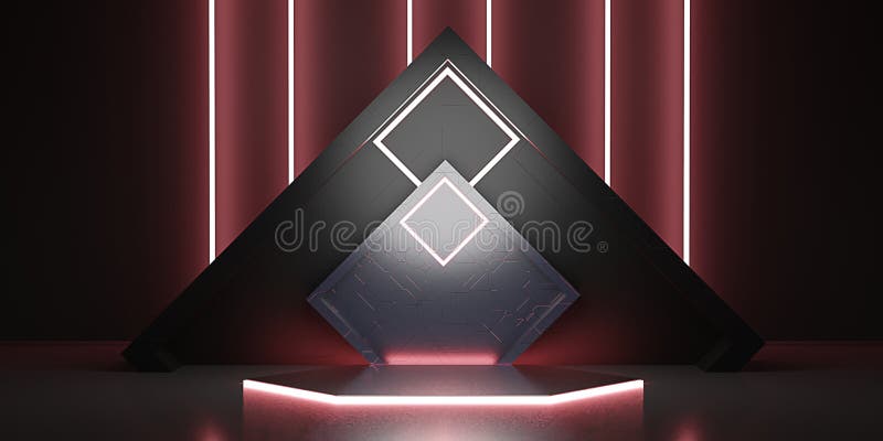 Technology Podium Sci Fi Neon and Laser Light Background Modern Scene ...