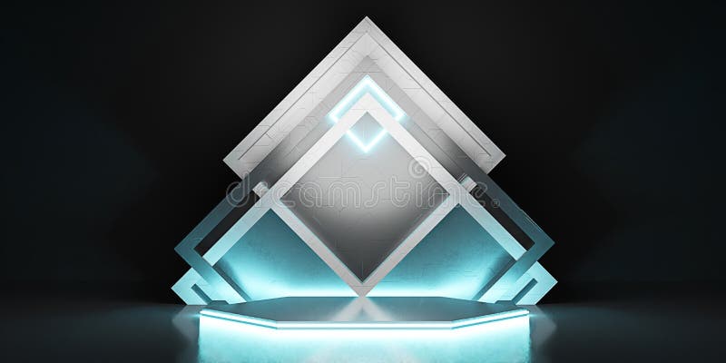Technology Podium Sci Fi Neon and Laser Light Background Modern Scene ...