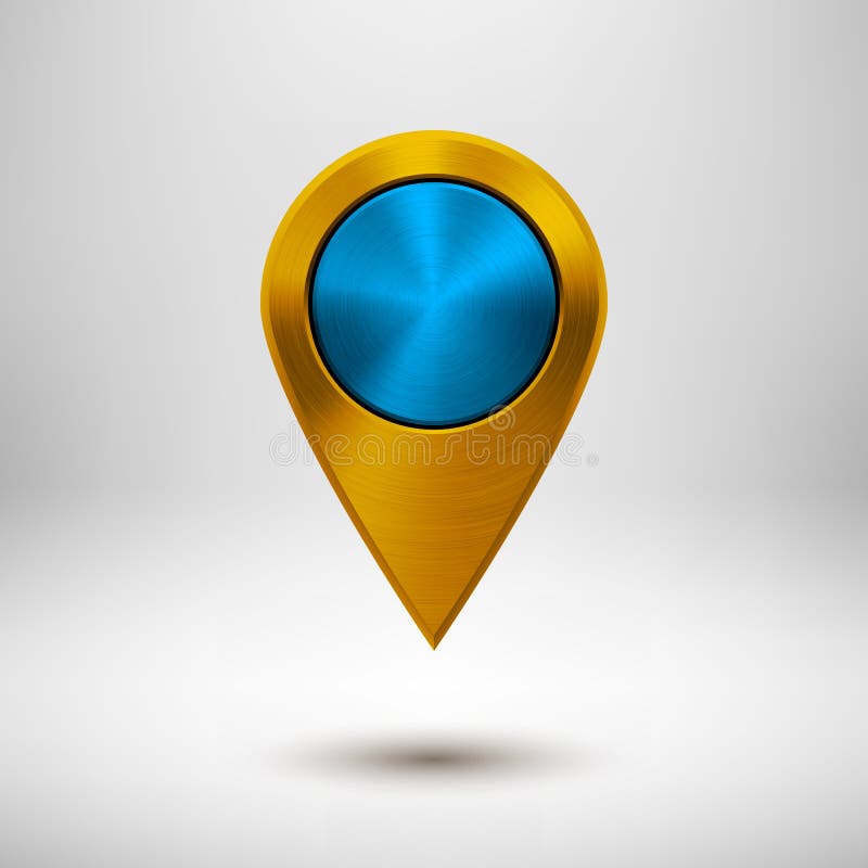 Technology Pointer Button with Gold Metal Texture Stock Vector ...