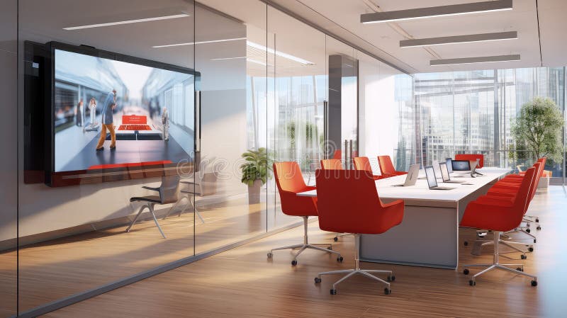 Technology Post Covid Office Stock Illustration - Illustration of ...