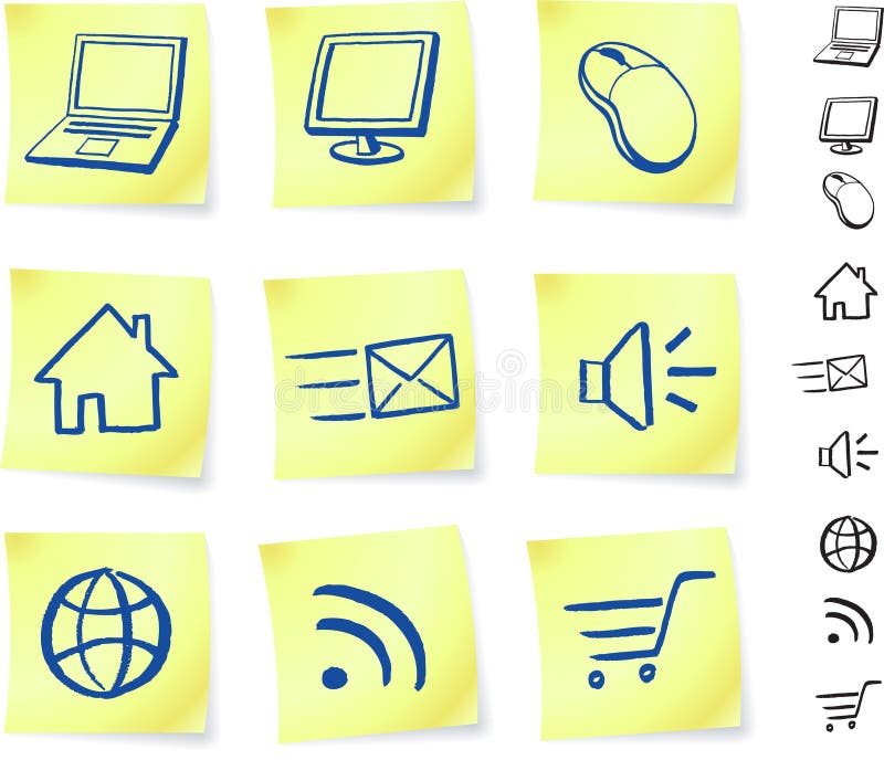Technology on Post it Notes Stock Illustration - Illustration of louder ...