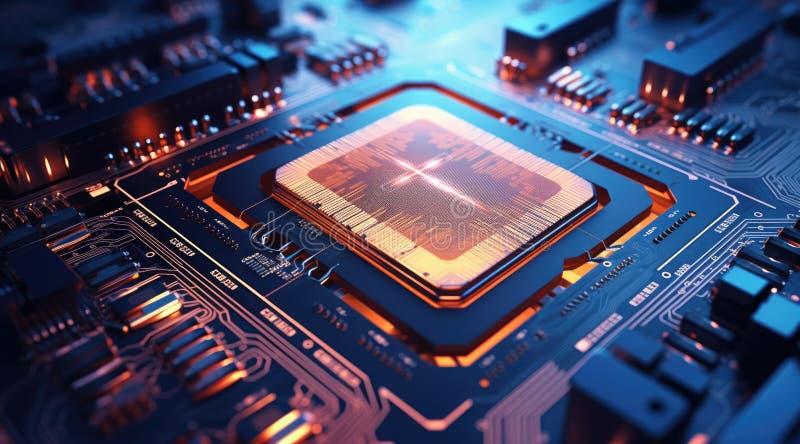 Technology: "Powered by Faith". Close-up View of a Modern GPU with a ...