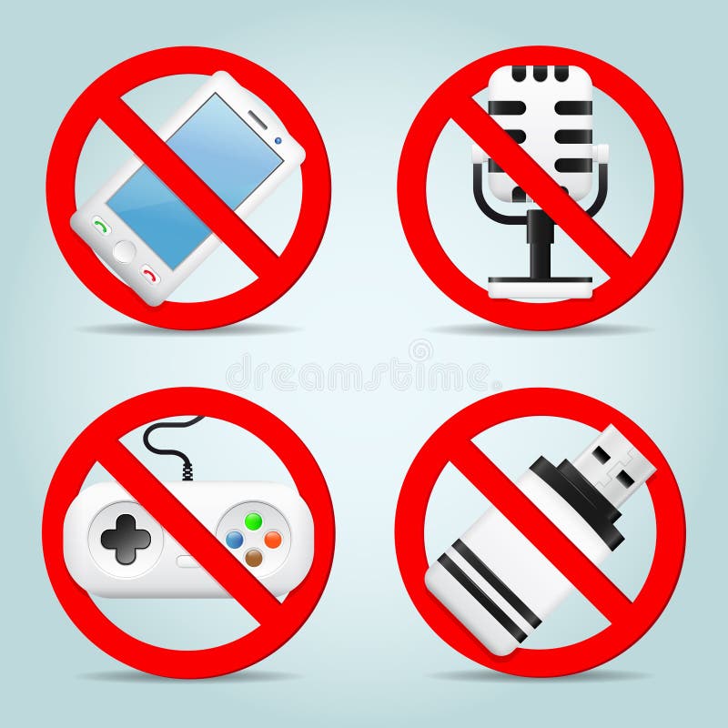 Technology Prohibited Signs Stock Vector - Illustration of gamepad ...