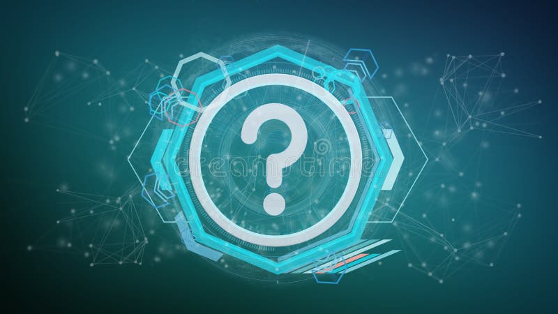 Technology Question Mark Icon on a Circle Isolated on a Background 3d ...