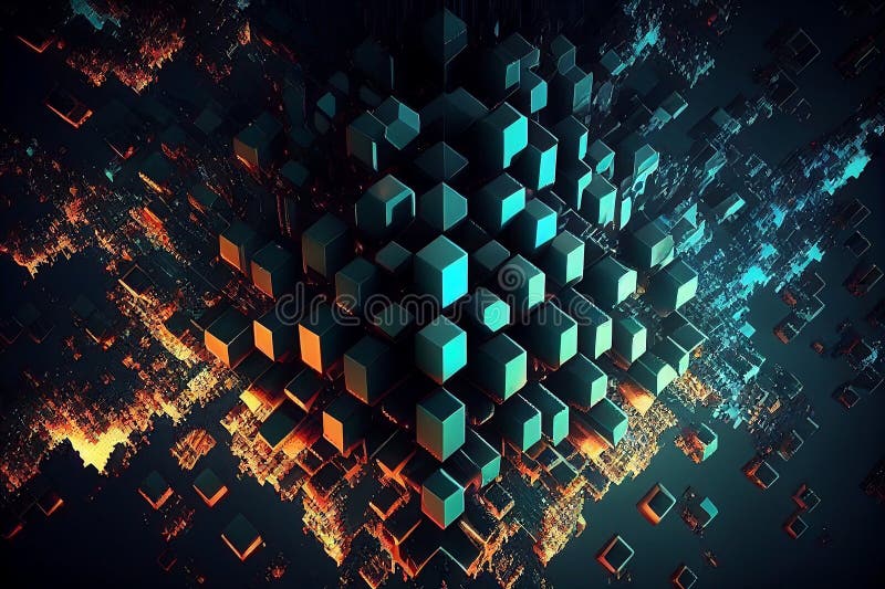 Technology Realms Background Squares and Cubes Stock Illustration ...