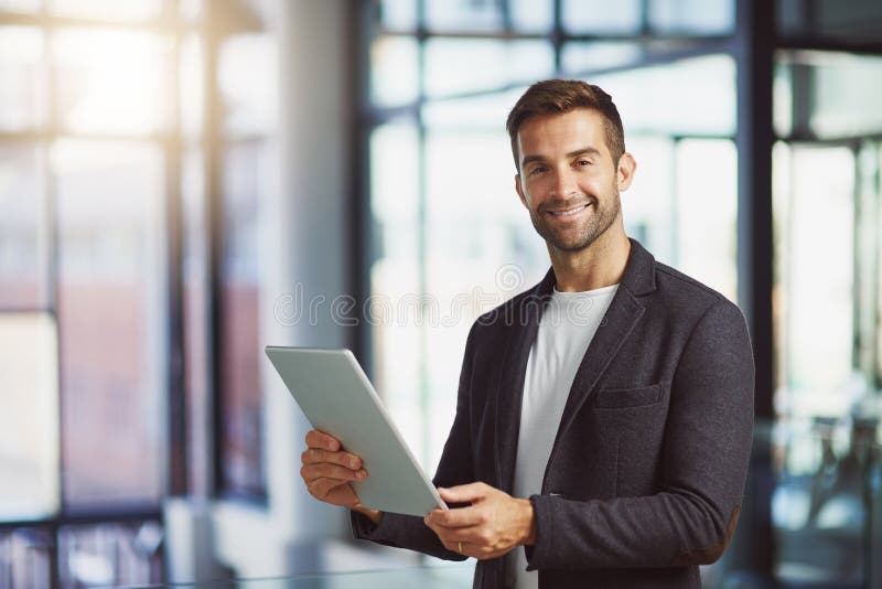 Technology is the Reason Why I Succeeded so Fast. a Businessman Using a ...