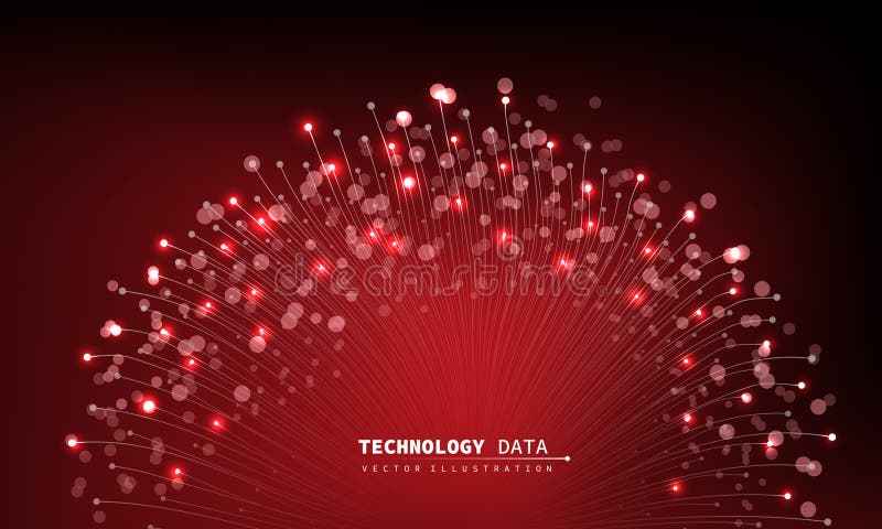 Technology Red Data Fiber Obtic Lines Curve Connect Communication ...