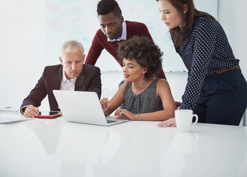 Technology Reduces Workplace Clutter. a Group of Businesspeople ...