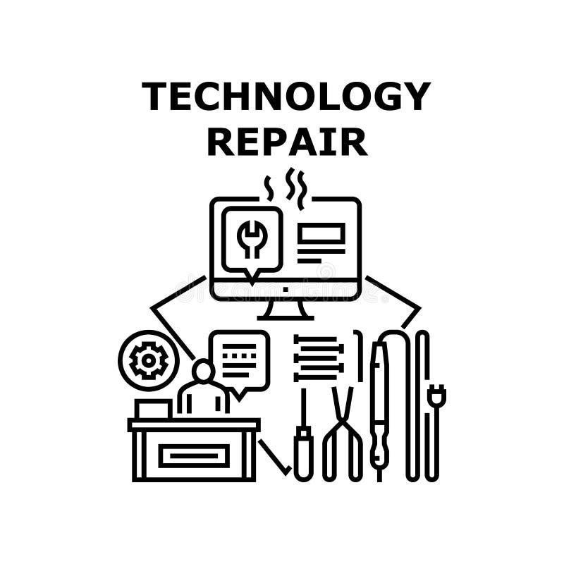 Technology Repair Icon Vector Illustration Stock Illustration ...
