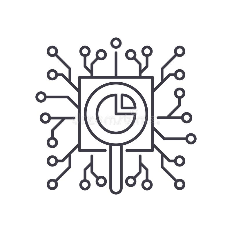 Technology Research Icon, Linear Isolated Illustration, Thin Line ...