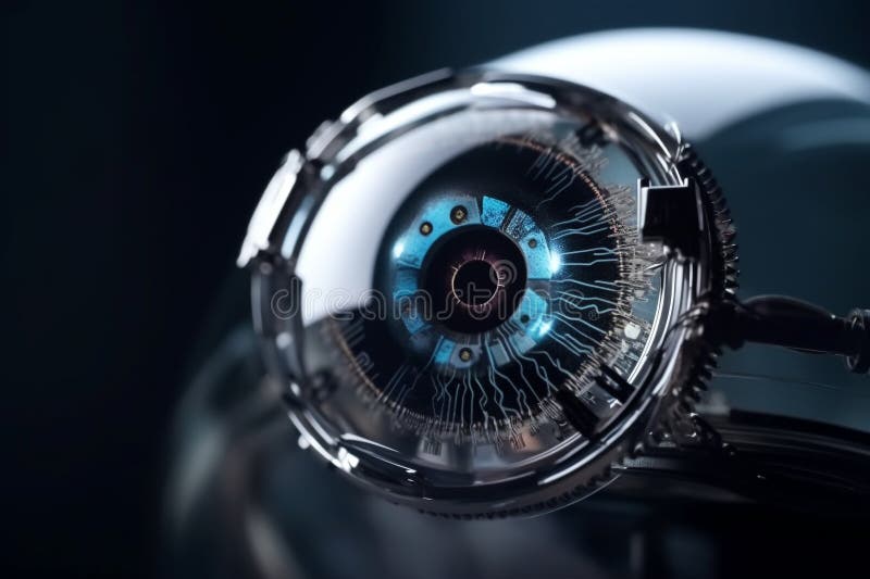 Close-up View of Futuristic Bionic Artificial Eye Stock Illustration ...