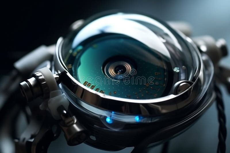 Close-up View of Futuristic Bionic Artificial Eye Stock Illustration ...