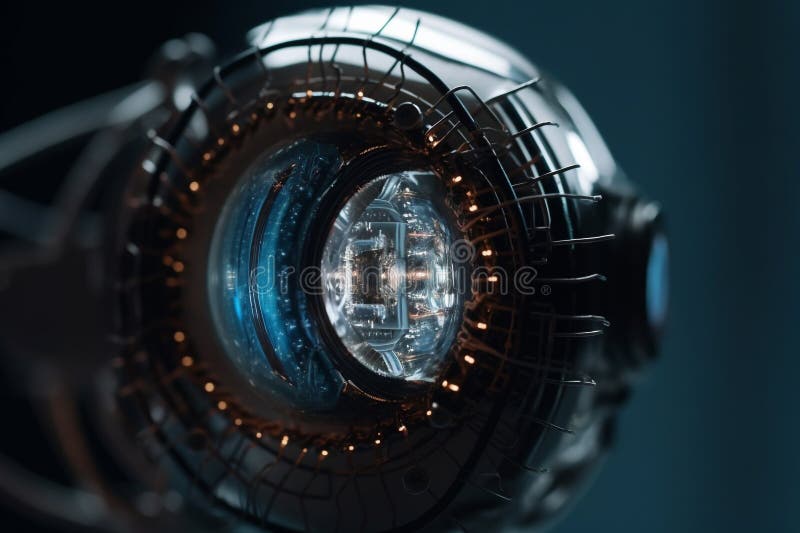 Close-up View of Futuristic Bionic Artificial Eye Stock Illustration ...