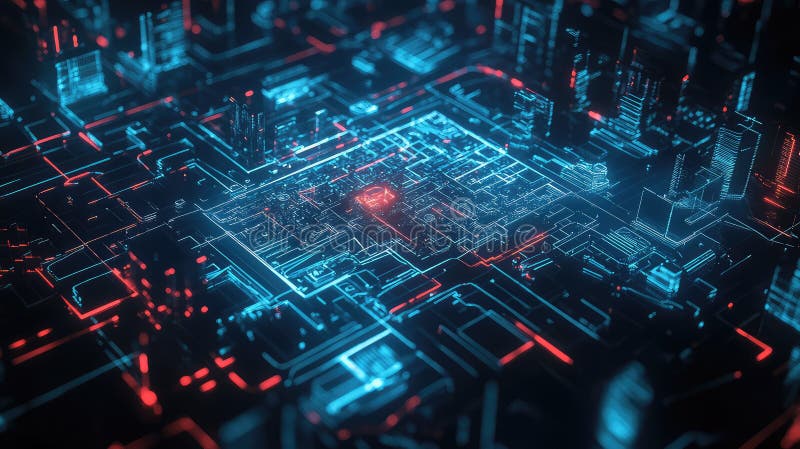 Technology Sci Fi Style Dynamic Smart City Map Stock Illustration ...