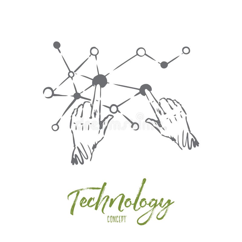 Technology, Science, Communication, Digital, Interface Concept. Hand ...