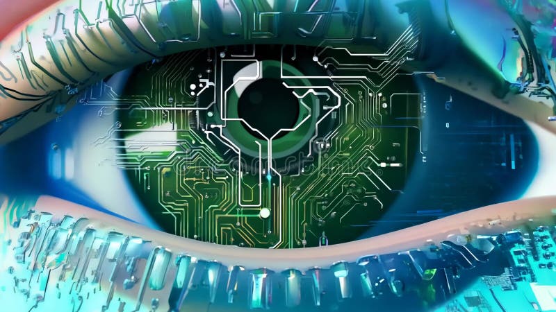 Technology and Science Concept with Cyber Eye and Circuit Board ...