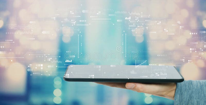 Technology Screen with Tablet Computer Stock Image - Image of panorama ...