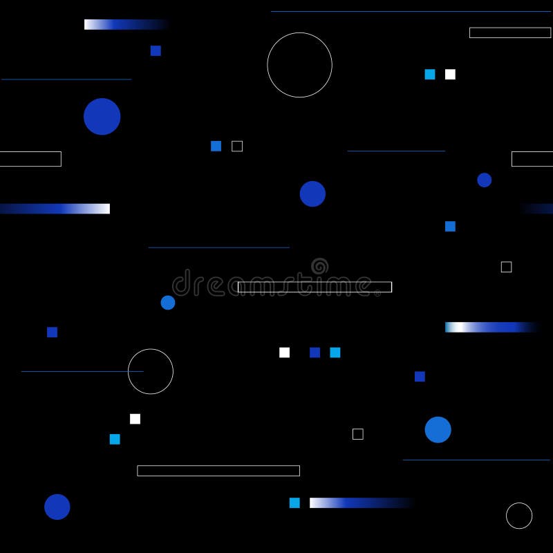 Technology Seamless Pattern with Blue Neon Tech Elements on Dark ...