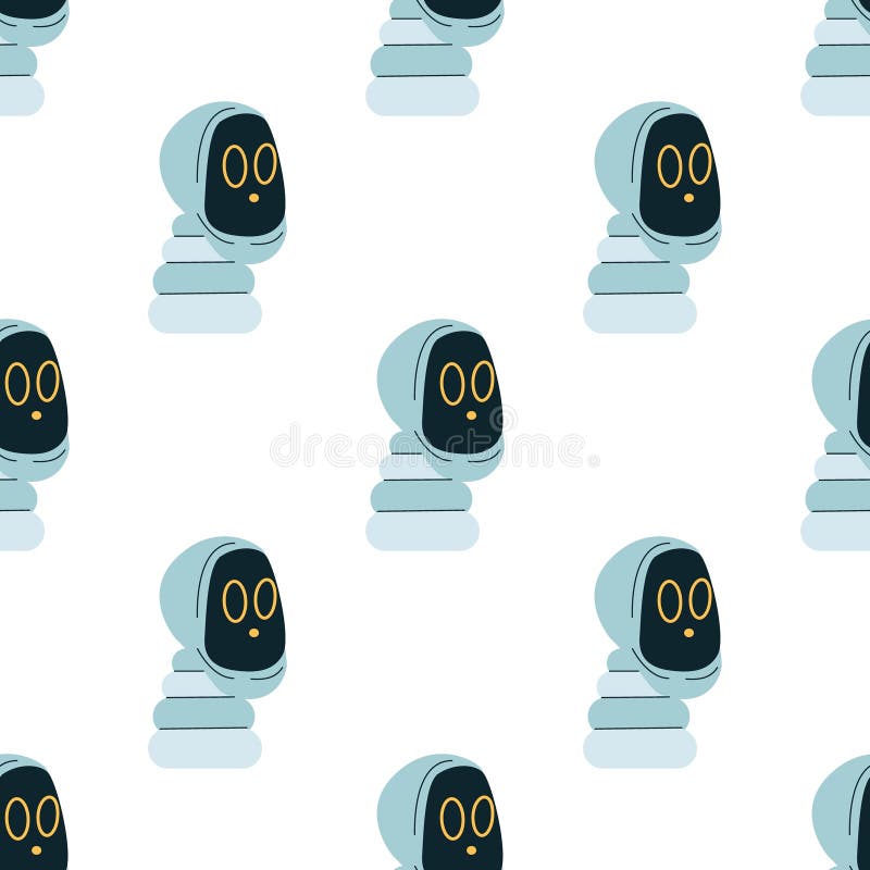 Technology Seamless Pattern with Humanoids Robots. Stock Vector ...