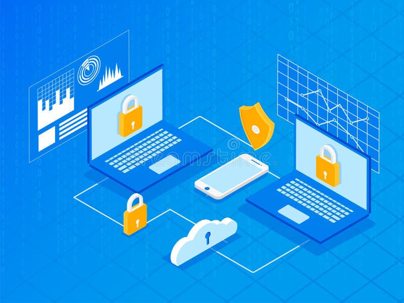 Technology Security Concept. Data Cyber Security. Stock Illustration ...