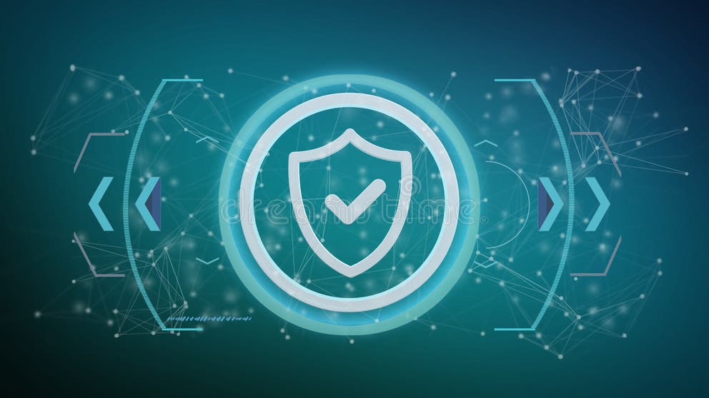 Technology Security Icon on a Circle Isolated on a Background 3d ...